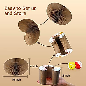 Dosanlues ﻿Cat Ball Toy, Foldable Cat Ball Track with 2 Cat Bell Balls, Magic Organ Cat Scratching Board Cat Toy for Indoor Cats Exercise, Cat Scratcher