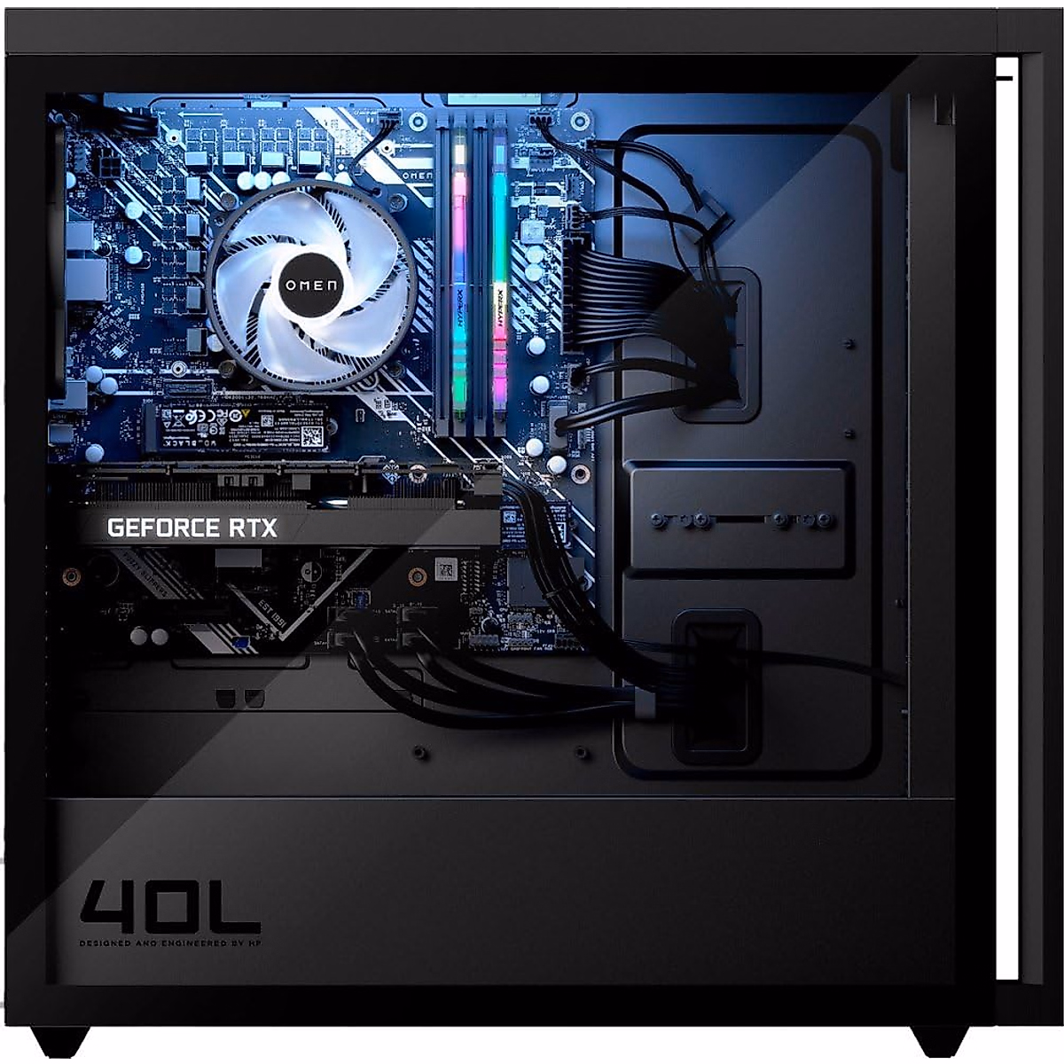 HP OMEN 30L GT13 Gaming Desktop Computer - AMD Ryzen 7 5700G 8-Core up to 4.60 GHz CPU, 64GB RAM, 2TB NVMe SSD, AMD Radeon RX 6700XT 12GB GDDR6 GPU, Custom Case Lighting, Windows 11 Home, Jet Black