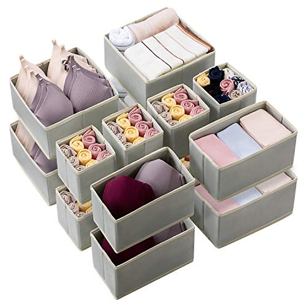 Kootek 16 Pack Drawer Organizers for Clothing, Dresser Drawer Organizer Clothes Fabric Foldable Dividers, Cabinet Closet Organizers and Storage Boxes for Clothes, Underwear, Bras, Lingerie, Socks