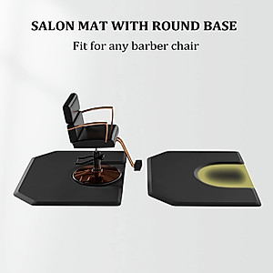 OmySalon Salon Mat for Hair Stylist 4’x5’ Anti Fatigue Barber Floor Mat with Round Base, Salon Chair Mat for Hairdresser Standing, Barbershop Beauty Spa Styling Shampoo Equipment