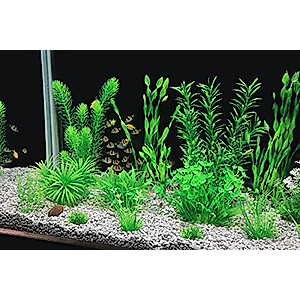 MyLifeUNIT Aquarium Plants, 20 Pack Artificial Fish Tank Plants for Aquarium Decorations (Green)