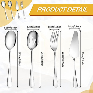 Tanlade 19 Pcs Stainless Steel Serving Utensils Set Flatware Include Spoons Forks Slotted Spoons Soup Ladle Skimmers Pie Server Serving Tongs for Home Buffet Party Breakfast Dinner(Silver, Black)