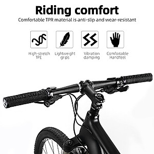 ROCKBROS Bike Handlebar Grips Double Lock-on Bicycle Handle Bar Grips Non-Slip Rubber Hand Grip for Road Urban Foldable Bike MTB BMX Scooter Black