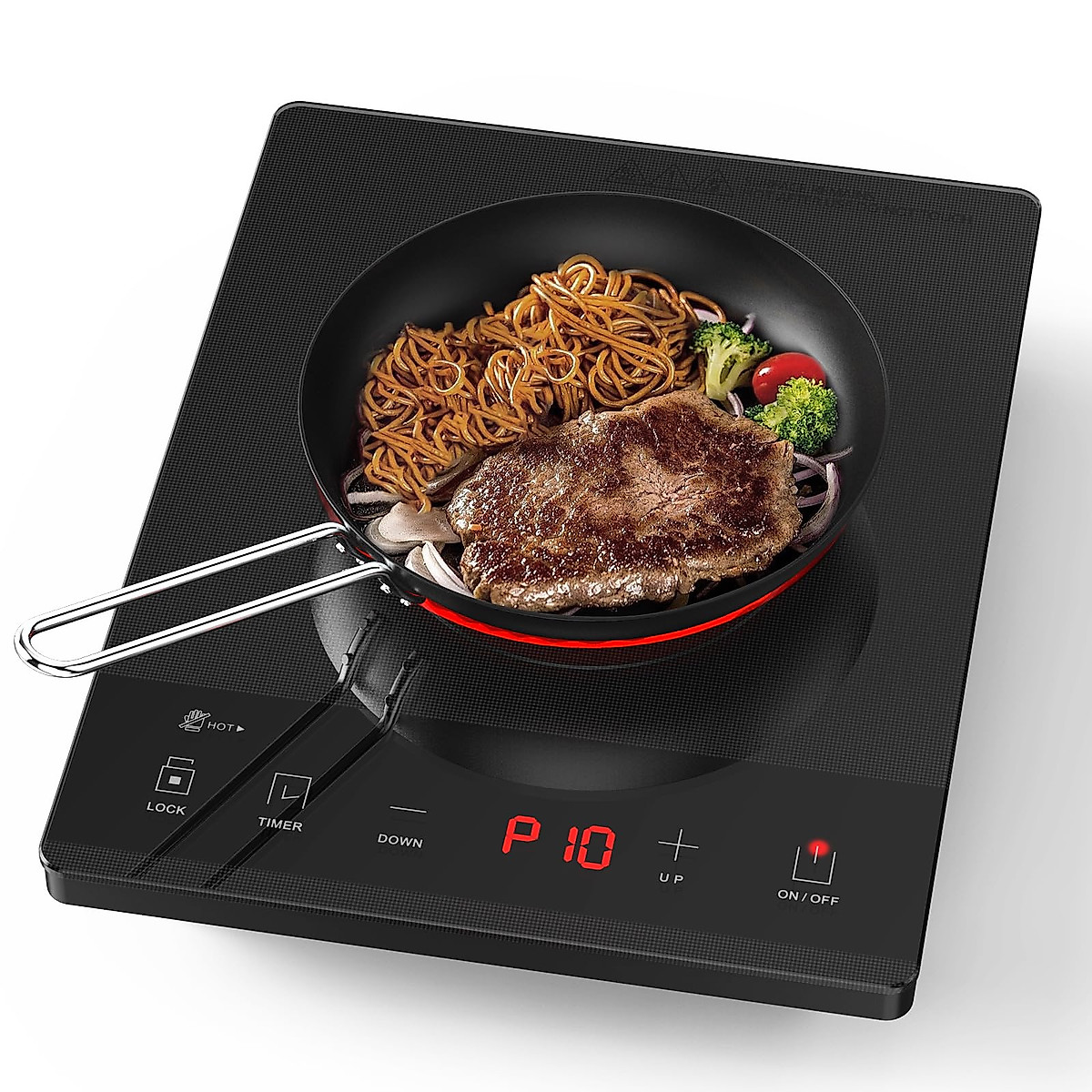 PAYISHO Electric Hot Plate Single Burner Portable Ceramic Cooktop For Cooking Ultra-thin Electric Stove Infrared Burner Cooker,24-Hour Timer Child Safety Lock,Compatible With All Cookware 1800W