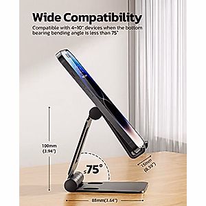 Nulaxy Dual Folding Cell Phone Stand, Fully Adjustable Foldable Desktop Phone Holder Cradle Dock Compatible with Phone 14 13 12 11 Pro Xs Xs Max Xr X 8, Nintendo Switch, Tablets (7-10"), All Phones