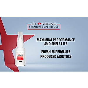 Premium Grade Cyanoacrylate (CA) Super Glue by STARBOND - 0.5 OZ White Heavy Medium CA Glue (Medium Thick) for Marble, Granite, and Quartz Repair, 3D Printing, and Accenting Wooden Projects