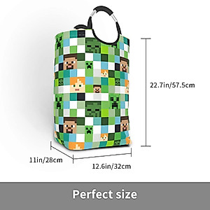 Bukoigo Video Game Mosaic Background Large Laundry Hamper Waterproof Durable Dirty Clothes Storage Baskets Washing Bag for Home Dorm 50L