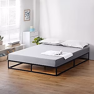 Olee Sleep 9 inch Modern Metal Platform Bed Frame / Steel Slats / Mattress Foundation / No Box Spring Needed, Queen