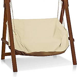 boyspringg Porch Swing Cover, 56x32x25 Inches, Outdoor Swing Cover Waterproof for Patio Garden Furniture, Patio Swing Cover All Weather Protection (Beige)