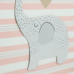 LDGOOAEL 16" Large Gift Bag with Tissue Paper for Baby Shower - 2 Pack (Baby Girl, Pink Elephant)