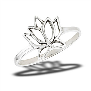 Filigree Lotus Flower Vintage Ring New .925 Sterling Silver Band Size 6