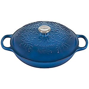 Le Creuset Olive Branch Collection Enameled Cast Iron Signature Braiser, 3.5 qt., Marseille with Embossed Lid