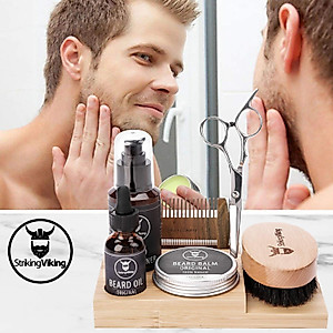Striking Viking Beard Caddy Countertop Bathroom Organizer for Beard Products - Beard Product Holder for Beard Oil,Beard Balm,Beard Wash,Beard Comb,Beard Brush & Scissors (1pc Organizer Caddy)