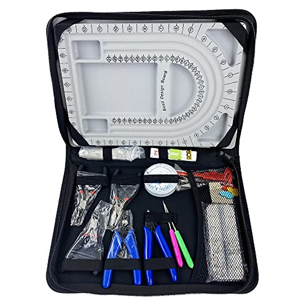 Beaded Gray Flocking Bead Design Board Mat for Jewelry Making Storage Organizer Tray for DIY Bracelet Necklaces Craft Measuring Tool with Jewelry Pliers Suppliers, Caliper, Beading Tool Kit(23Pcs)