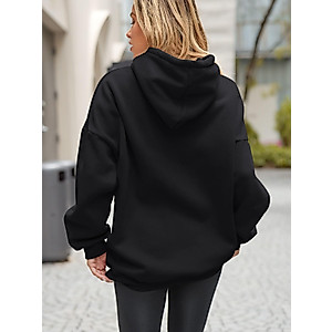 EFAN Hoodies for Women Black Oversized Sweatshirts Hooded Pullover Casual Workout Fall Fashion Outfits Winter Clothes 2024