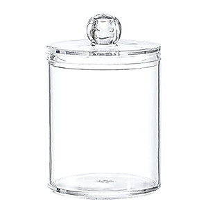 CUBTOL Lid Pads Swab Clear Ball with Canister Holder, Qtip Bathroom for Organizer Organization Storage Pad Small Dispenser Plastic Transparent Organizer, Holder Cotton Containers Vanity