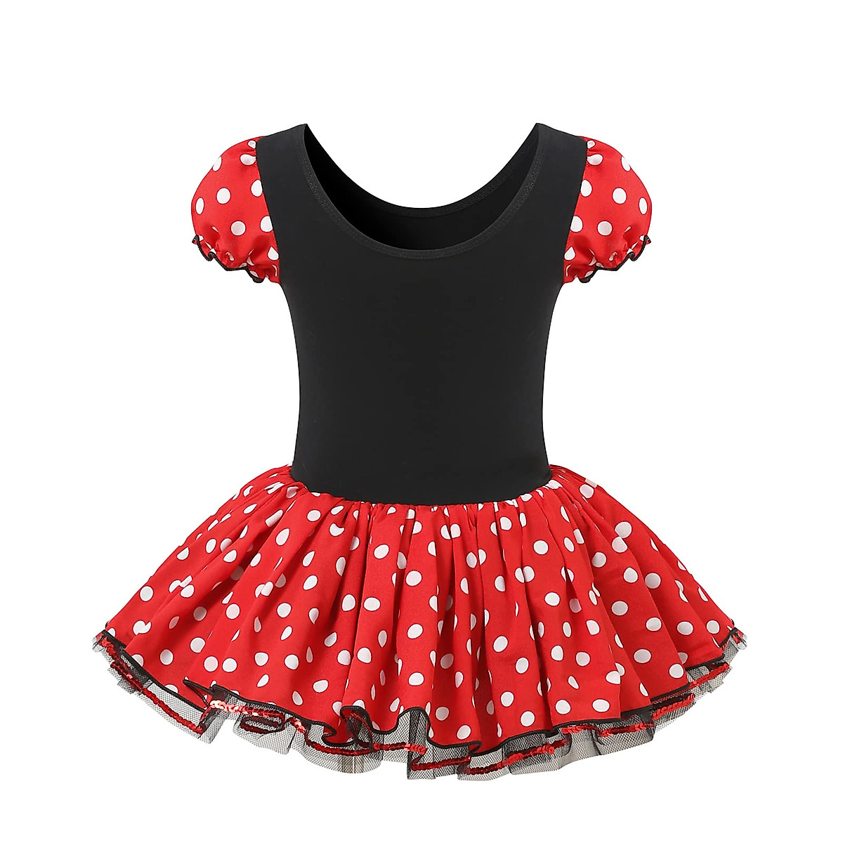 Edlike Girls Polka Dot Ballet Tutu Dress Halloween Dress Up Party Princess Dress Dance Costume (Red, 5-6 Years)