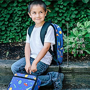 Wildkin 15 Inch Kids Backpack Bundle with Lunch Bag (Out of this World)