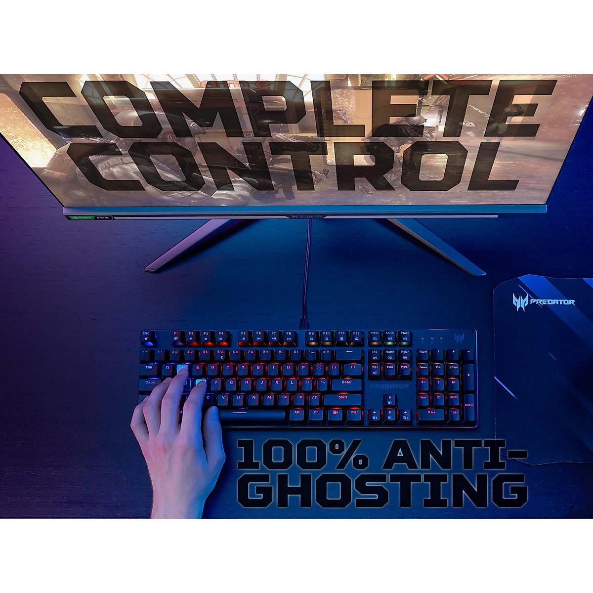 acer Predator Aethon 303 Wired Gaming Keyboard-Kailh Blue Mechanical Switches|RGB Illuminated Keyboard|12 Backlight Effects|5 Pre-Set Gaming Modes & 3 Sidelight Effects|100% Anti-Ghosting,(Pack of 1)