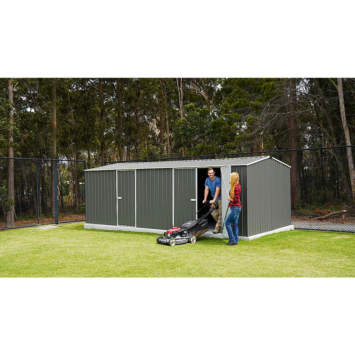 Absco Workshop 20 Ft. x 10 Ft. Metal Storage Shed DIY Galvanized Steel Sheds for Lawn Mower, Equipment, Workbench, Tools, Garden in The Yard, Garden, Patio, Outdoor Storage (Woodland Gray)