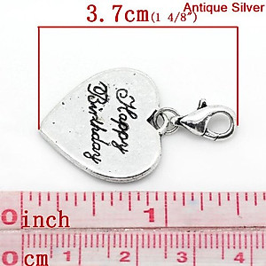 Sexy Sparkles Clip on Happy Birthday Birthstone on Heart Bead for European Jewelry with Lobster Clasp