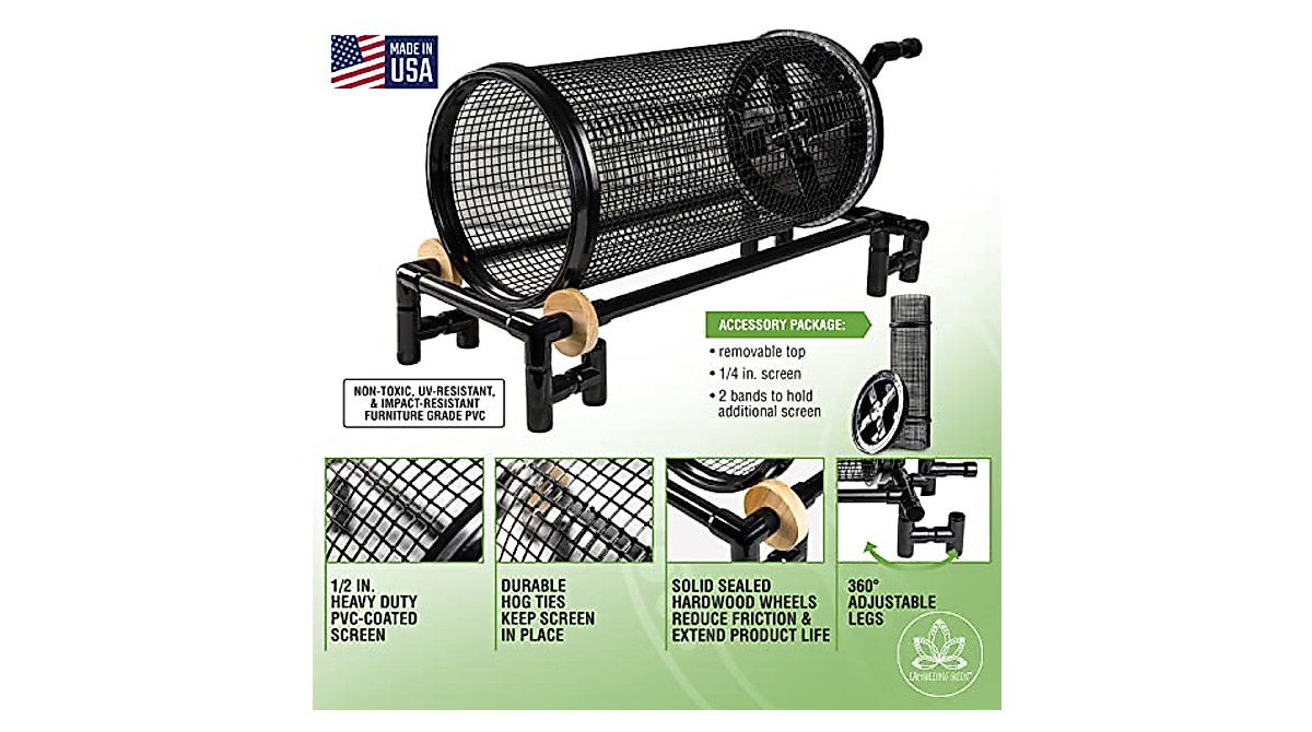 Rolling Garden Sifter with 1/2 in. Heavy Duty Screen and Accessories (1 ...