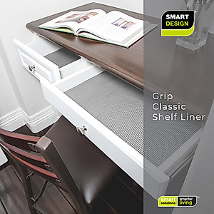 Smart Design Classic Grip Shelf Liner - 12 Inch x 60 Feet Total (Set of 6 Rolls) - Non Adhesive, Strong Grip Bottom, Easy Clean Kitchen Drawer, Cabinet Cupboard Dresser Cover, Non Slip - Graphite Gray