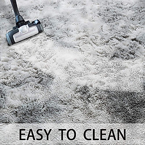 LOCHAS Luxury 5x8 Fluffy Tie Dye Area Rug for Living Room, Soft Fuzzy Rugs for Bedroom Livingroom Kids Girls Boys Room, Throw Floor Carpet Home Decor, Light Grey