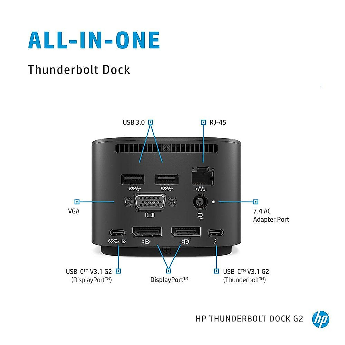 HP 1 inch ,FHD 1080i Thunderbolt Dock G2 with Combo Cable