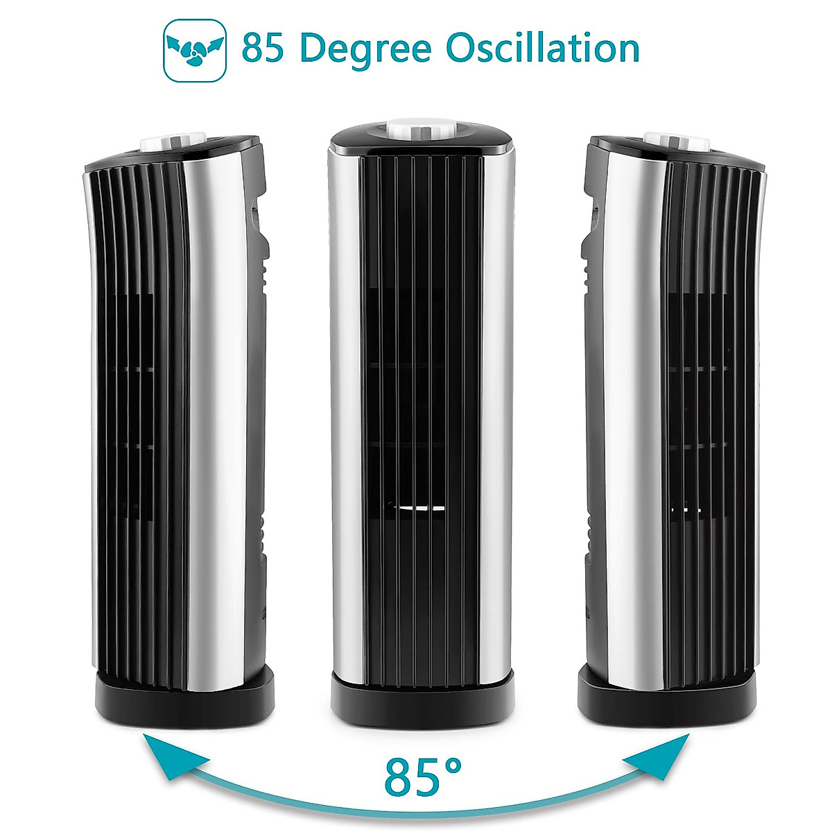 Small Oscillating Tower Fan, 14 Inch Ultra-Slim Quiet Desk Fan, Personal Table Fan, 2 Speed Settings and 2 Modes, Indoor Standing Fans for bedside Office Home Tabletop