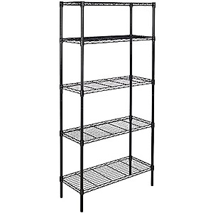 5-Shelf Adjustable, Heavy Duty Storage Shelving Unit (350 lbs Loading Capacity per Shelf), Steel Organizer Wire Rack, Black (36Lx14Wx72H), (SL-SUAM-116)
