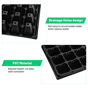 12 Pack Thick Durable 72 Cell Seed Starter Tray, 1.5inch Deep Gardening Germination Plant Growing Plastic Trays for Seeds Growing Plant Seedlings Propagation