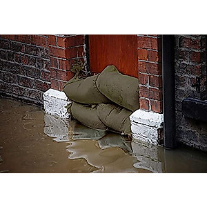 Empty Sandbags Military Green with Ties (Bundle of 20) 14" x 26" - Woven Polypropylene Sand Bags, Extra Heavy Duty Sandbags for Flooding, Sand Bags Flood Protection
