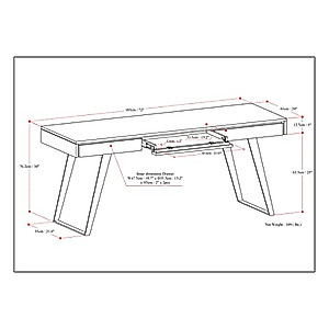 SIMPLIHOME Lowry SOLID WOOD and Metal Modern Industrial 72 inch Wide Home Office Desk, Writing Table, Study Table Furniture in Distressed Charcoal Brown