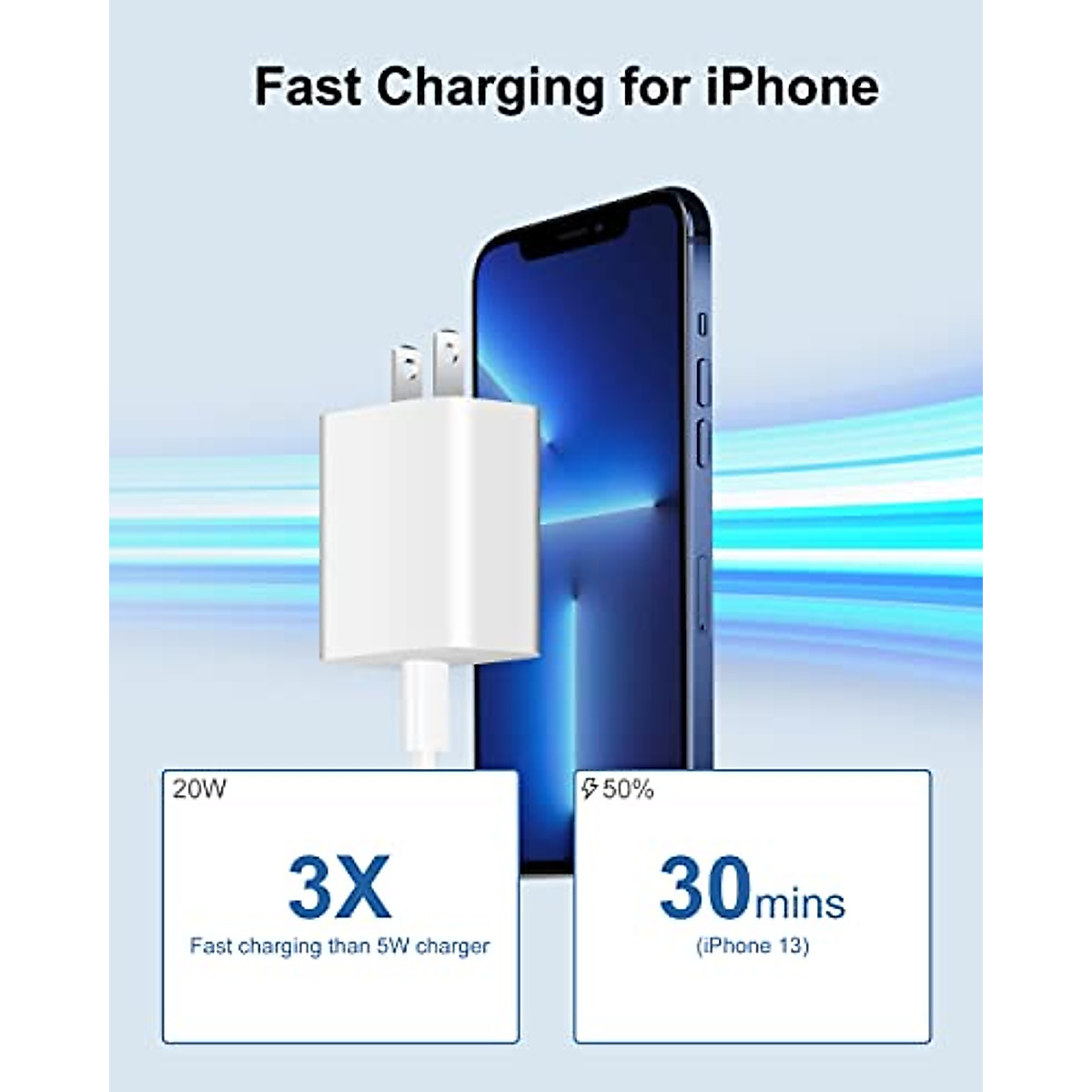 iPhone 14 13 12 11 Fast Charger 10FT [Apple MFi Certified], 2Pack 20W USB C Wall Charger Block Charging Box + 10 FT Long Cord USB-C to Lightning Cable for iPhone 14/Plus/13/12/11/Pro Max/Mini/XS iPad