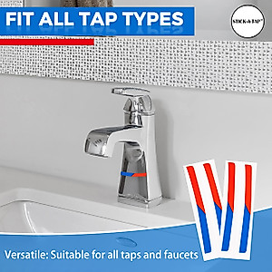 Danojo-Stick-A-Tap,4 pcs, Faucet Stickers, Hot and Cold Water Stickers - Kitchen Faucet Stickers - Vinyl Tap Faucet Transfer Stickers for Bathroom ((H & C - Strip))