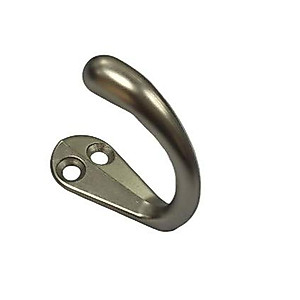 QCAA Single Prong Robe Hook Hanger, Zinc Die Cast, Matte Nickel, Made in Taiwan, 6 Pack