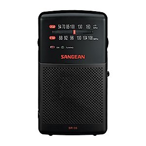 Sangean SR-35 AM/FM Pocket Analog Radio, Black
