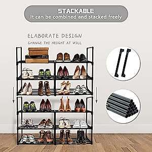 AN ANEWSIR Shoe Rack Metal 2 Pack - 3 Tier Shoe Rack Storage 24-30 Pairs Sturdy Show Rack, Stackable Black Shoe Rack Vertical, Free Standing Space Saving Corner Shoe Rack for Closet Entryway