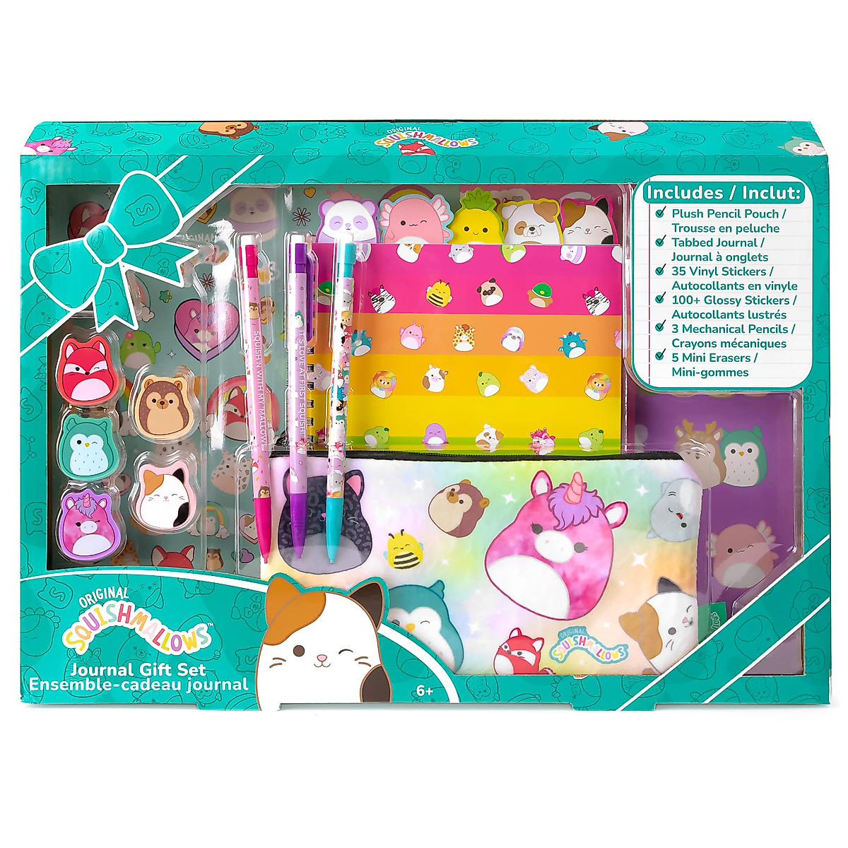 Fashion Angels Squishmallows Journal Gift Set - Includes Journal, Pencil Pouch, Squishmallows Stickers, Erasers, and 3 Mechanical Pencils - Join The Squish Squad - Cute Stationery Set - Ages 6 and Up