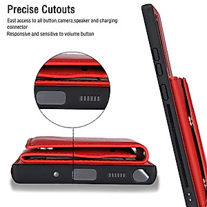 Compatible with Oppo Reno6 Pro 5G Cover Case,PU Leather Kickstand with Card Slot,Compatible with Oppo Reno 6 Pro 5G Case 2 in 1 Phone Case Cover Red
