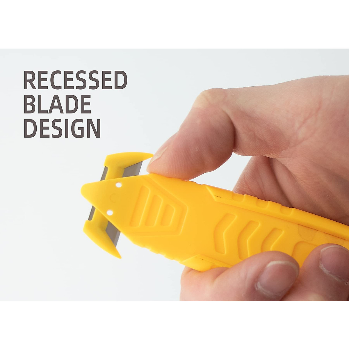 Safety Box Cutter, T TOVIA 20 Pcs Safety Utility Cutter of Stainless Steel Blade Package Opener with Tape Splitter for Cartons, Cardboard, Wrap, Straps, Film (20 PCS- Yellow)