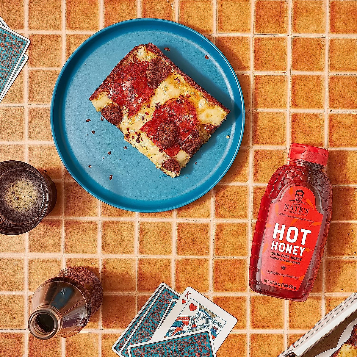 Nate's Hot Honey - 100% Pure Honey Infused with Habanero Chili Pepper Flakes, Award-winning Taste - 16 oz Squeeze Bottle