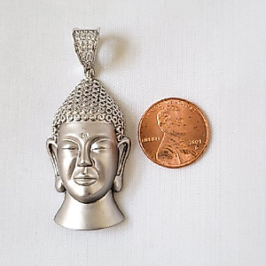 Sterling Silver BUDDHA Hip Hop Pendant w/ Micro Pave CZ Stones