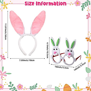 36 Pcs Easter Bunny Ears Headbands and Easter Party Eye Glasses Bunny Party Favors Plush Rabbit Ears Funny Chick Eggs Glasses Eyewear for Teens Adult Easter Birthday Bunny Party Supplies Decorations