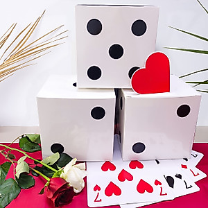 6 Pcs Dice Favor Boxes 8 x 8 x 8 Inch dice Boxes Bulk for centerpieces Casino Party Decorations Game Night Decorations Casino Themed Party Goodie Boxes Gift Box (Black, White, Red)