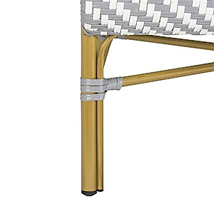 SAFAVIEH PAT4016A Outdoor Collection Dandra Navy and White Herringbone Rattan Settee