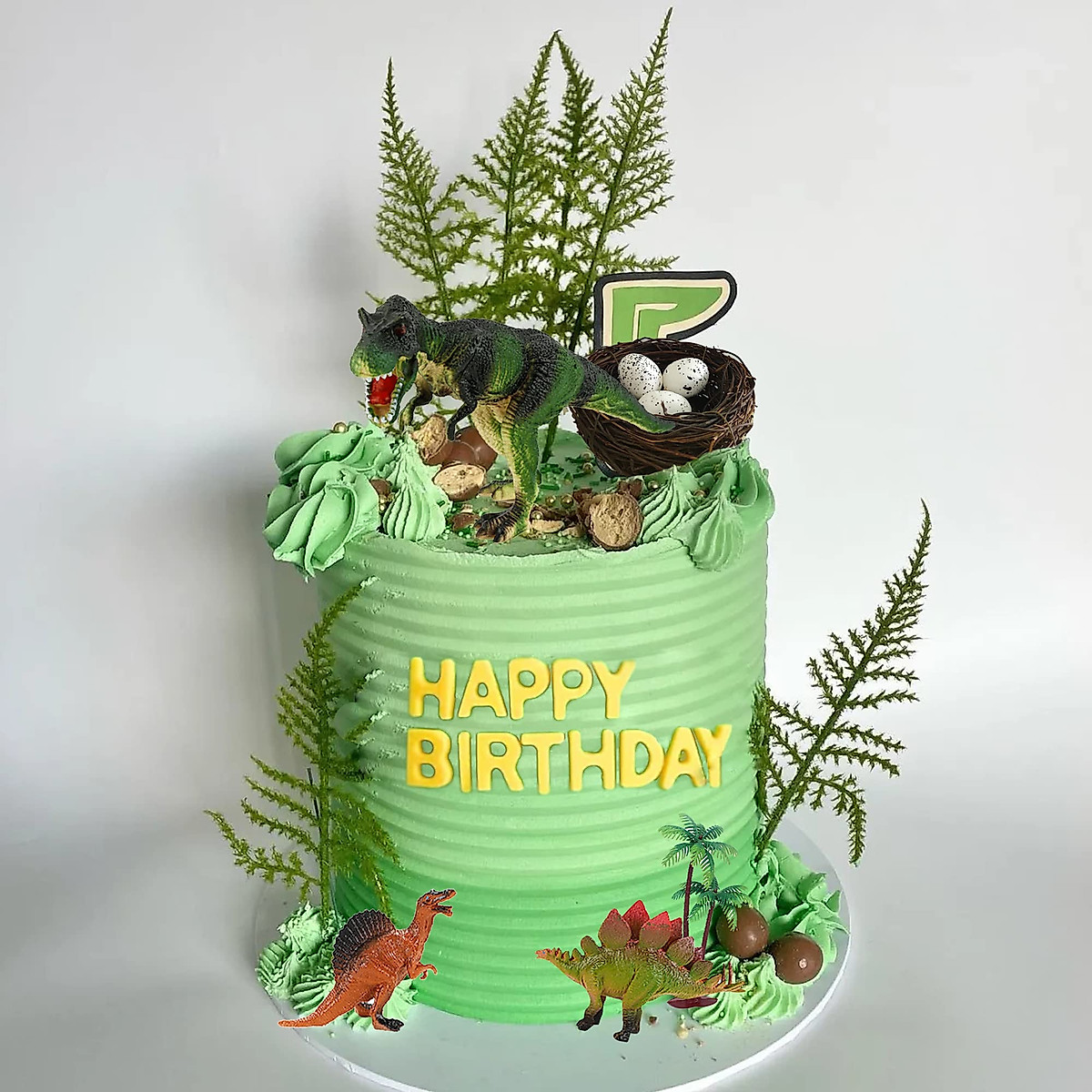 Dinosaur Cake Toppers with Dinosaur Eggs Leaves Trees Cake Decorations for Birthday Party Dinosaur Theme Party