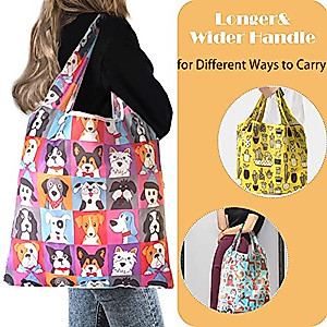 FulSurgus 6 Pack Reusable Shopping Bags, Large 40LBS Foldable Grocery Bags, Machine Washable Groceries Bags Nylon Fabric Storage Bags