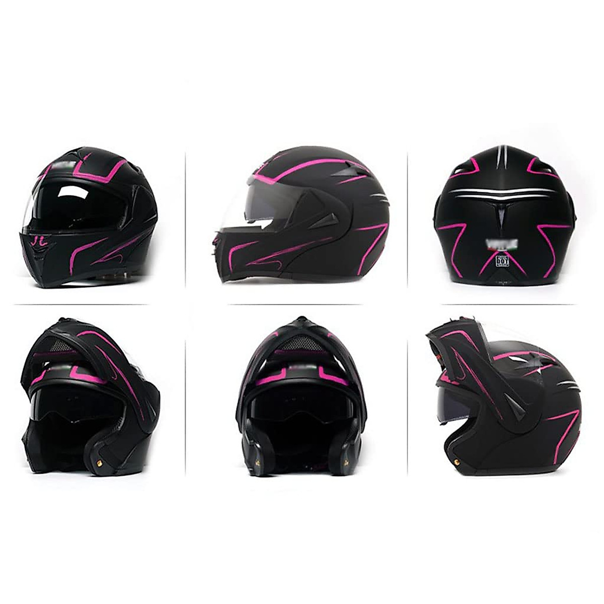 Motorcycle Bluetooth Helmets, Full Face Flip up Front Dual Visors Modular Helmets, DOT/ECE Approved for Men Women Adults Dirt Bike Motocross ATV Motorbike Street Scooter Integrated Helmets -L-L